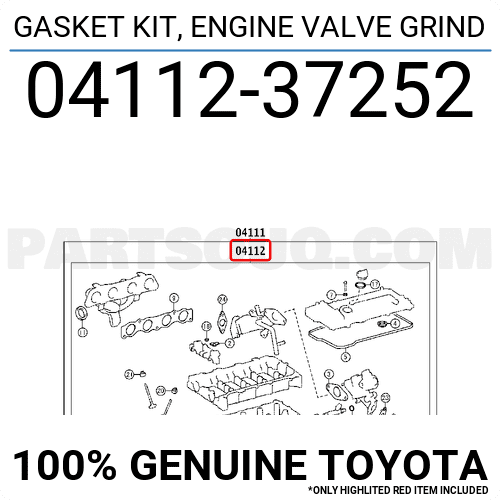 GASKET KIT, ENGINE VALVE GRIND 0411237252 | Toyota Parts | PartSouq