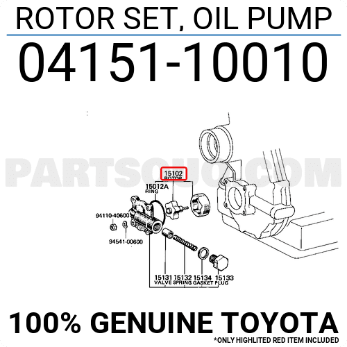 ROTOR SET, OIL PUMP 0415110010 | Toyota Parts | PartSouq