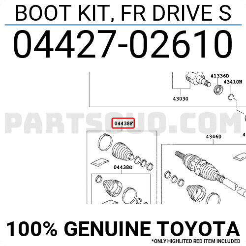 BOOT KIT, FR DRIVE S 0442702610 | Toyota Parts | PartSouq