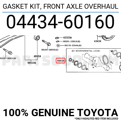 GASKET KIT, FRONT AXLE OVERHAUL 0443460160 | Toyota Parts | PartSouq