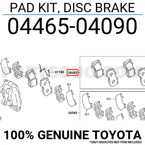 PAD KIT, DISC BRAKE 0446504090 | Toyota Parts | PartSouq