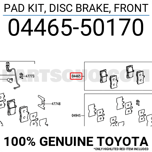 PAD KIT, DISC BRAKE, FRONT 0446550170 | Toyota Parts | PartSouq