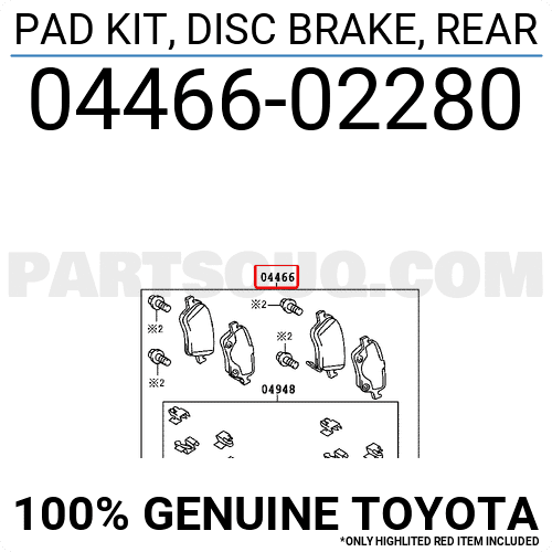 PAD KIT, DISC BRAKE, REAR 0446602280 | Toyota Parts | PartSouq