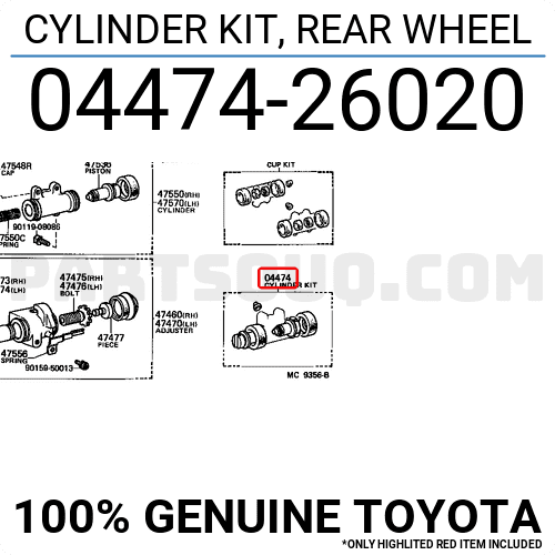 CYLINDER KIT, REAR WHEEL 0447426020 | Toyota Parts | PartSouq