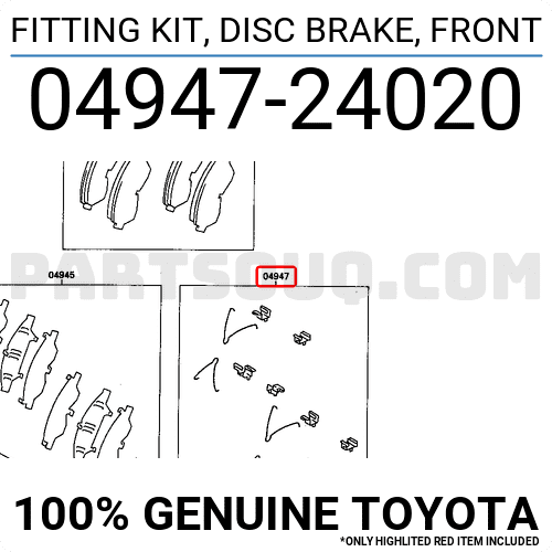 FITTING KIT, DISC BRAKE, FRONT 0494724020 | Toyota Parts | PartSouq