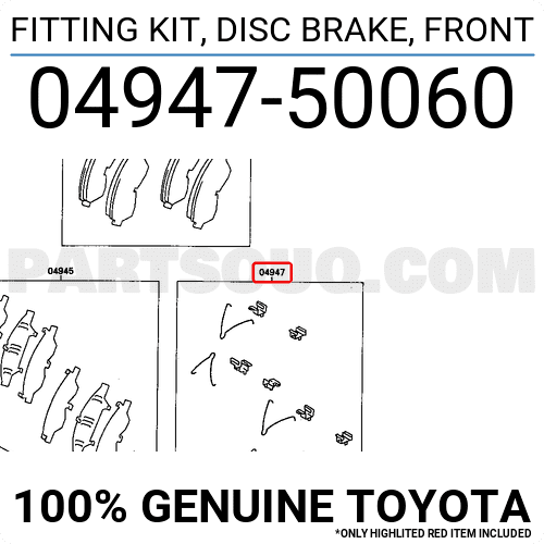 FITTING KIT, DISC BRAKE, FRONT 0494750060 | Toyota Parts | PartSouq