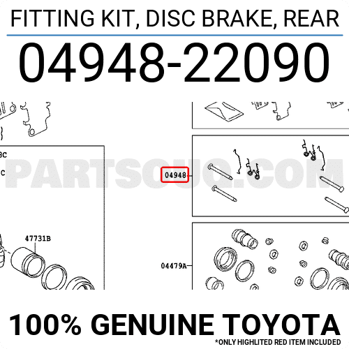 FITTING KIT, DISC BRAKE, REAR 0494822090 | Toyota Parts | PartSouq