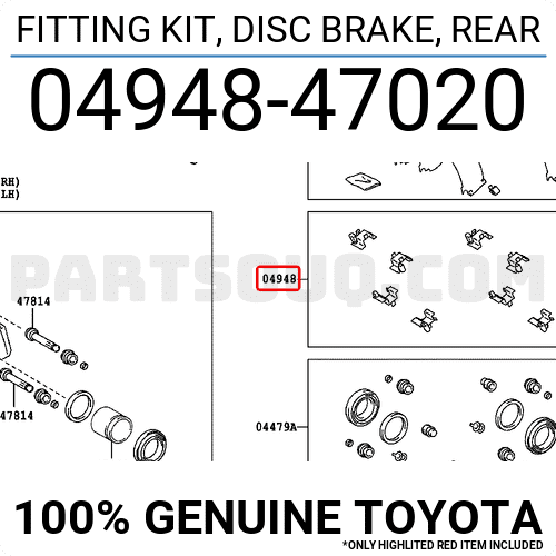 FITTING KIT, DISC BRAKE, REAR 0494847020 | Toyota Parts | PartSouq
