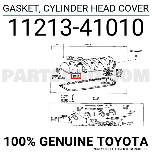 GASKET, CYLINDER HEAD COVER 1121341010 | Toyota Parts | PartSouq