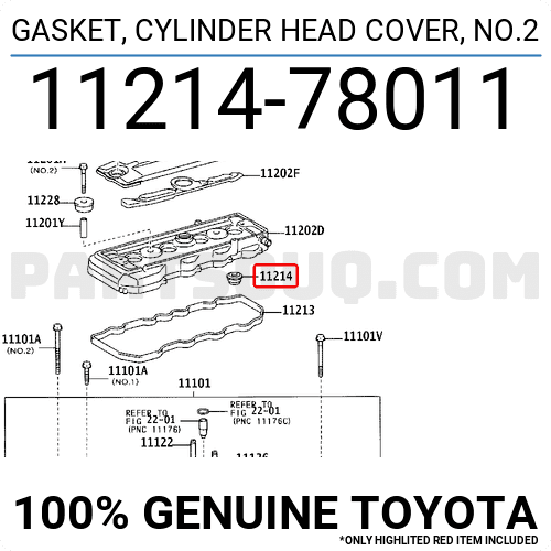 GASKET, CYLINDER HEAD COVER, NO.2 1121478011 | Toyota Parts | PartSouq