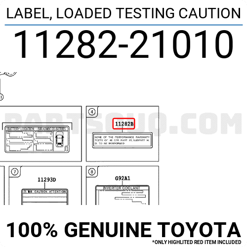 LABEL, LOADED TESTING CAUTION 1128221010 | Toyota Parts | PartSouq
