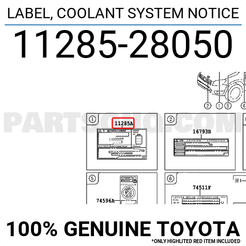 LABEL, COOLANT SYSTEM NOTICE 1128528050 | Toyota Parts | PartSouq