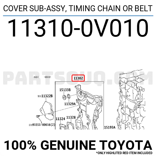 COVER SUB-ASSY, TIMING CHAIN OR BELT 113100V010 | Toyota Parts | PartSouq