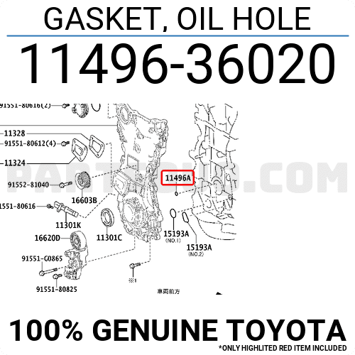 GASKET, OIL HOLE 1149636020 | Toyota Parts | PartSouq