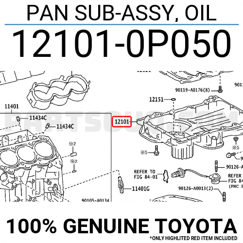 PAN SUB-ASSY, OIL 121010P050 | Toyota Parts | PartSouq