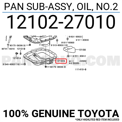 PAN SUB-ASSY, OIL, NO.2 1210227010 | Toyota Parts | PartSouq