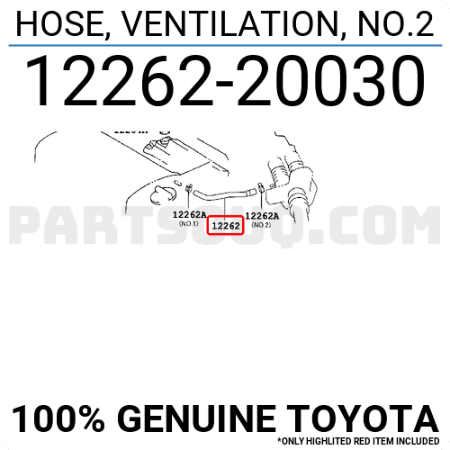 HOSE, VENTILATION, NO.2 1226220030 | Toyota Parts | PartSouq
