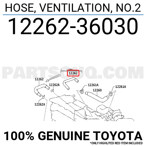 HOSE, VENTILATION, NO.2 1226236030 | Toyota Parts | PartSouq