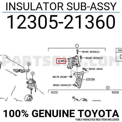 INSULATOR SUB-ASSY 1230521360 | Toyota Parts | PartSouq