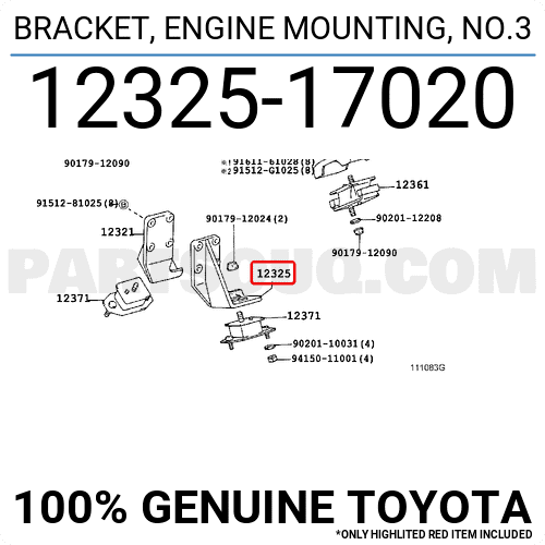 BRACKET, ENGINE MOUNTING, NO.3 1232517020 | Toyota Parts | PartSouq