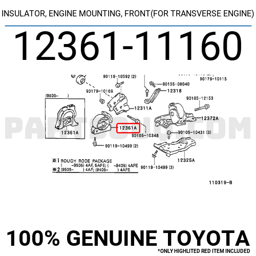 INSULATOR, ENGINE MOUNTING, FRONT(FOR TRANSVERSE ENGINE) 1236111160 ...