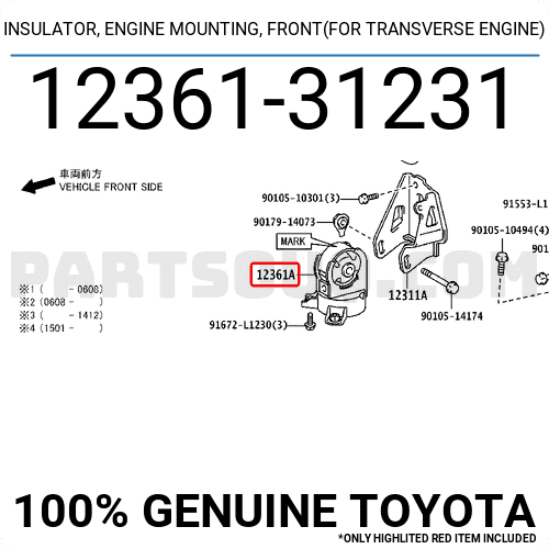 INSULATOR, ENGINE MOUNTING, FRONT(FOR TRANSVERSE ENGINE) 1236131231 ...