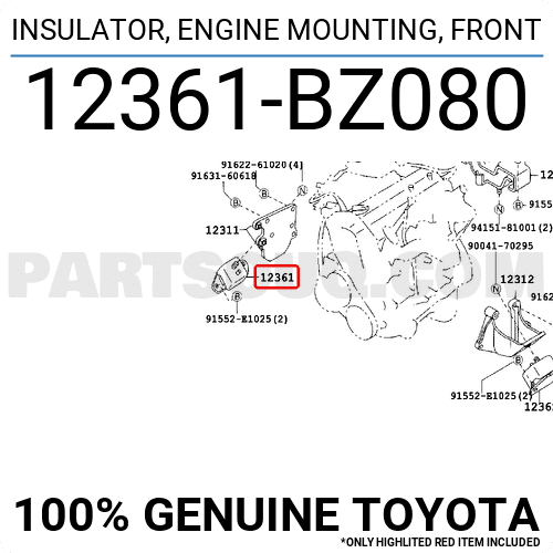 INSULATOR, ENGINE MOUNTING, FRONT 12361BZ080 | Toyota Parts | PartSouq