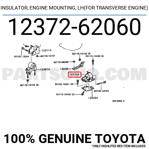 INSULATOR, ENGINE MOUNTING, LH(FOR TRANSVERSE ENGINE) 1237262060 ...