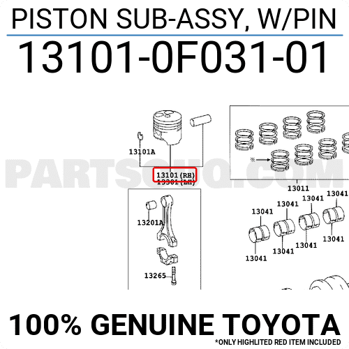 PISTON SUB-ASSY, W/PIN 131010F03101 | Toyota Parts | PartSouq