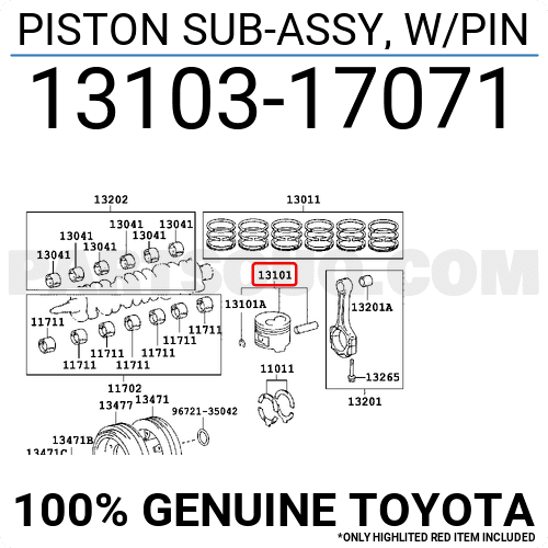 PISTON SUB-ASSY, W/PIN 1310317071 | Toyota Parts | PartSouq
