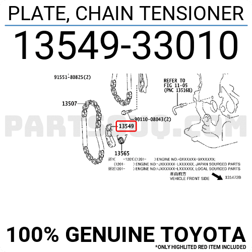 PLATE, CHAIN TENSIONER 1354933010 | Toyota Parts | PartSouq