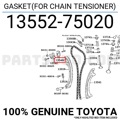 GASKET(FOR CHAIN TENSIONER) 1355275020 | Toyota Parts | PartSouq