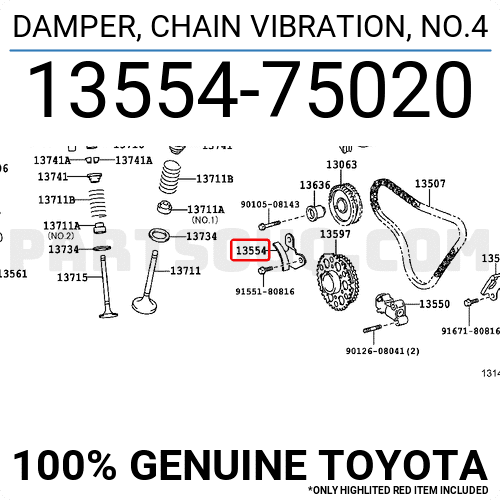 DAMPER, CHAIN VIBRATION, NO.4 1355475020 | Toyota Parts | PartSouq