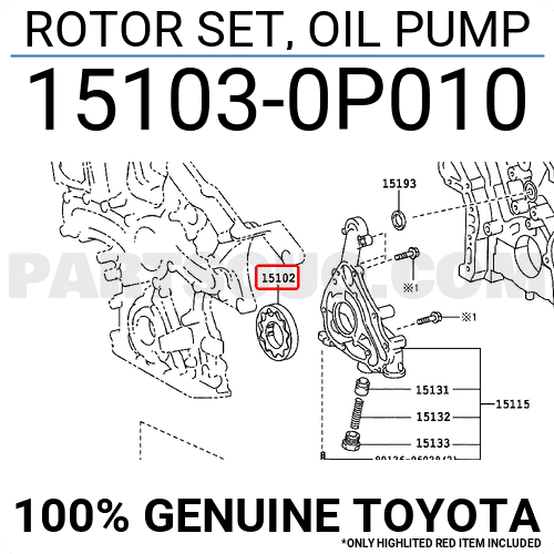 ROTOR SET, OIL PUMP 151030P010 | Toyota Parts | PartSouq