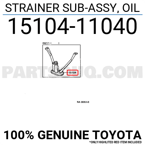 STRAINER SUB-ASSY, OIL 1510411040 | Toyota Parts | PartSouq