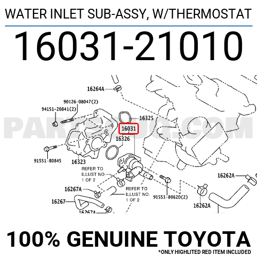 WATER INLET SUB-ASSY, W/THERMOSTAT 1603121010 | Toyota Parts | PartSouq