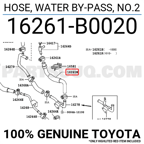 HOSE, WATER BY-PASS, NO.2 16261B0020 | Toyota Parts | PartSouq