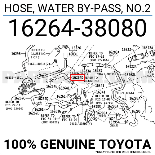 HOSE, WATER BY-PASS, NO.2 1626438080 | Toyota Parts | PartSouq