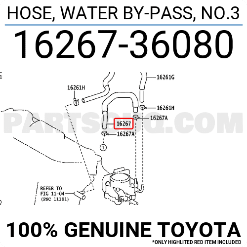 HOSE, WATER BY-PASS, NO.3 1626736080 | Toyota Parts | PartSouq