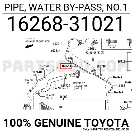 PIPE, WATER BY-PASS, NO.1 1626831021 | Toyota Parts | PartSouq