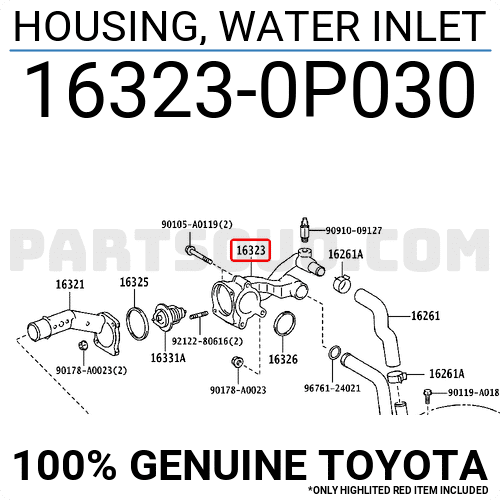HOUSING, WATER INLET 163230P030 | Toyota Parts | PartSouq