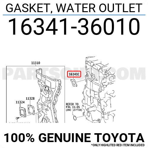 GASKET, WATER OUTLET 1634136010 | Toyota Parts | PartSouq