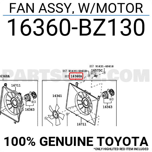 FAN ASSY, W/MOTOR 16360BZ130 | Toyota Parts | PartSouq