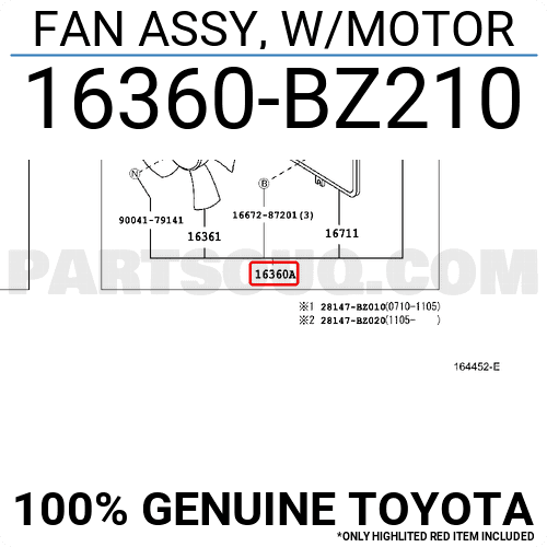FAN ASSY, W/MOTOR 16360BZ210 | Toyota Parts | PartSouq