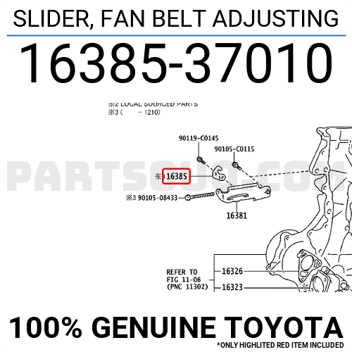 SLIDER, FAN BELT ADJUSTING 1638537010 | Toyota Parts | PartSouq