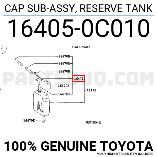 CAP SUB-ASSY, RESERVE TANK 164050C010 | Toyota Parts | PartSouq