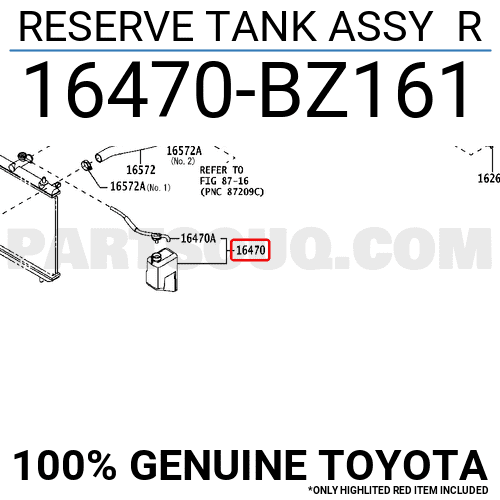 RESERVE TANK ASSY R 16470BZ161 | Toyota Parts | PartSouq