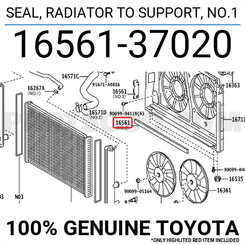 SEAL, RADIATOR TO SUPPORT, NO.1 1656137020 | Toyota Parts | PartSouq