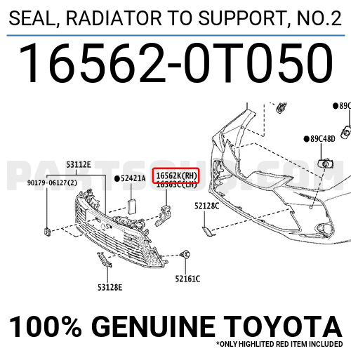 SEAL, RADIATOR TO SUPPORT, NO.2 165620T050 | Toyota Parts | PartSouq