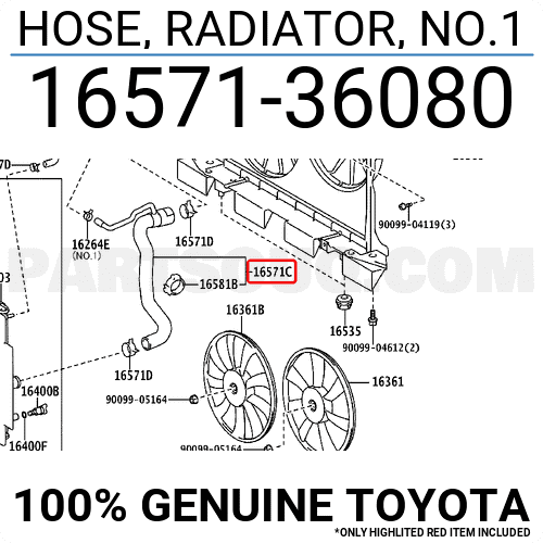 HOSE, RADIATOR, NO.1 1657136080 | Toyota Parts | PartSouq